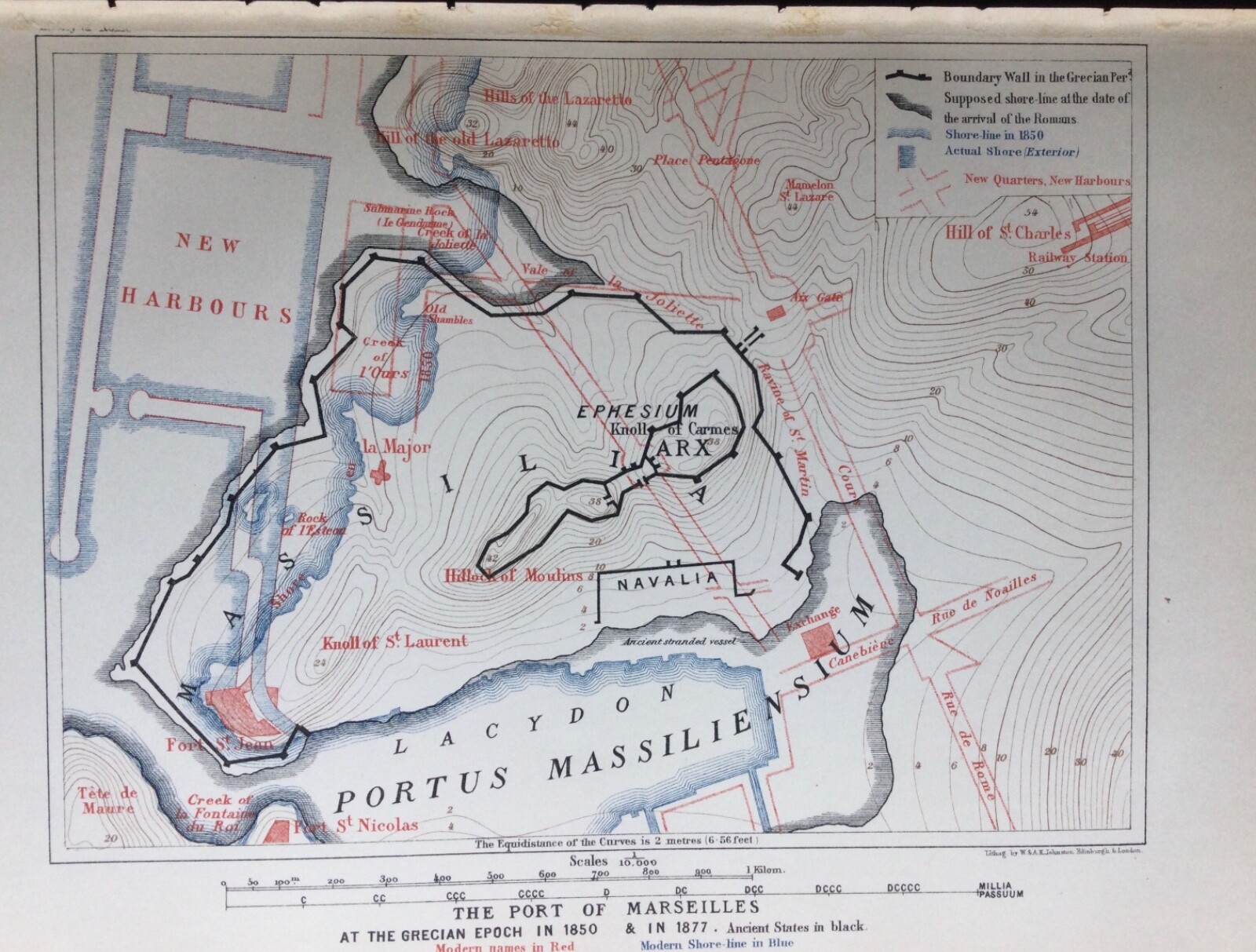 Colorful Vintage 1885 Map of Port of Marseilles, France SHIPS FLAT ...