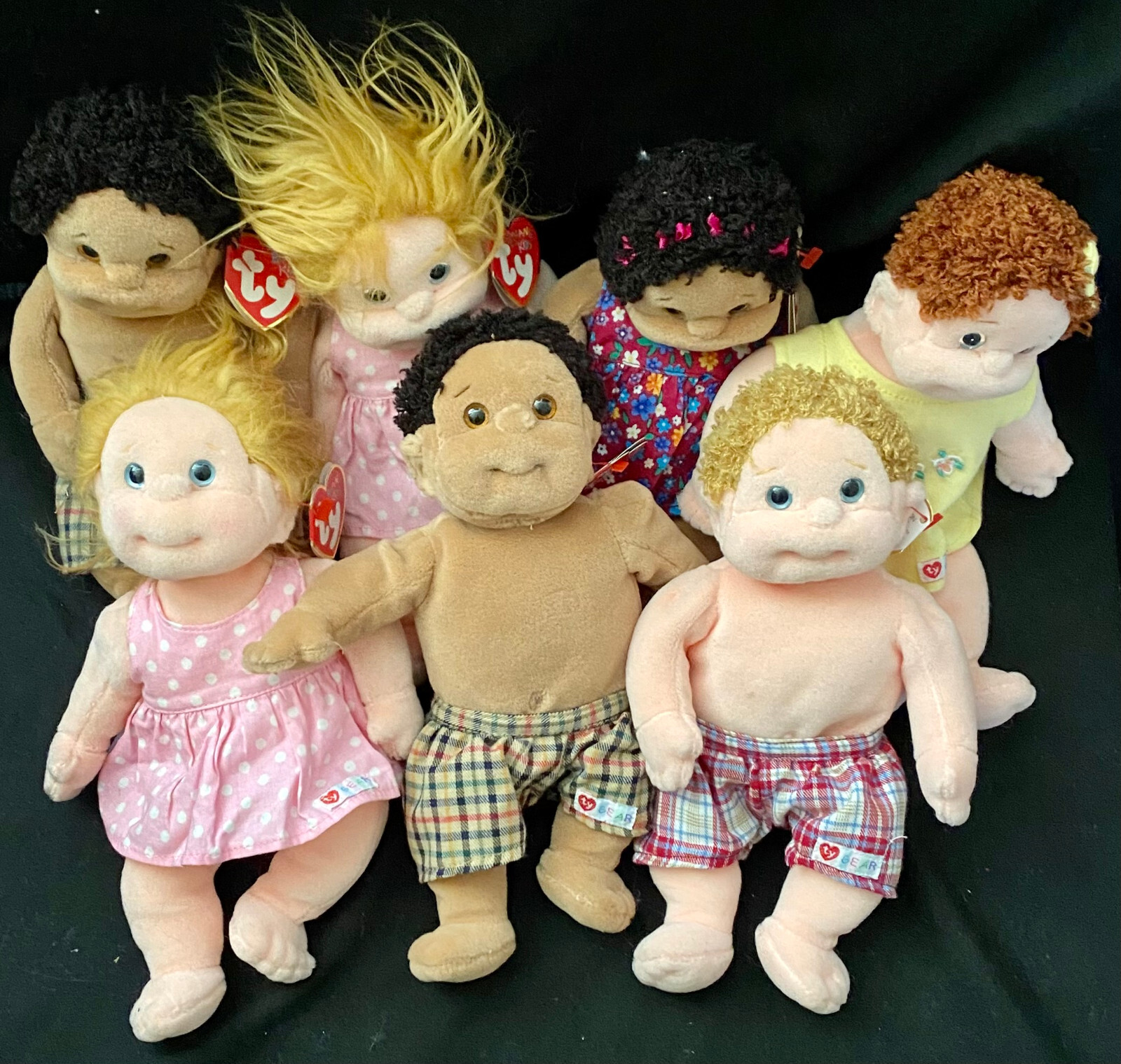 Lot of 7 Ty Beanie Kids Dolls Rascal Precious Curly Cutie Boomer Single ...