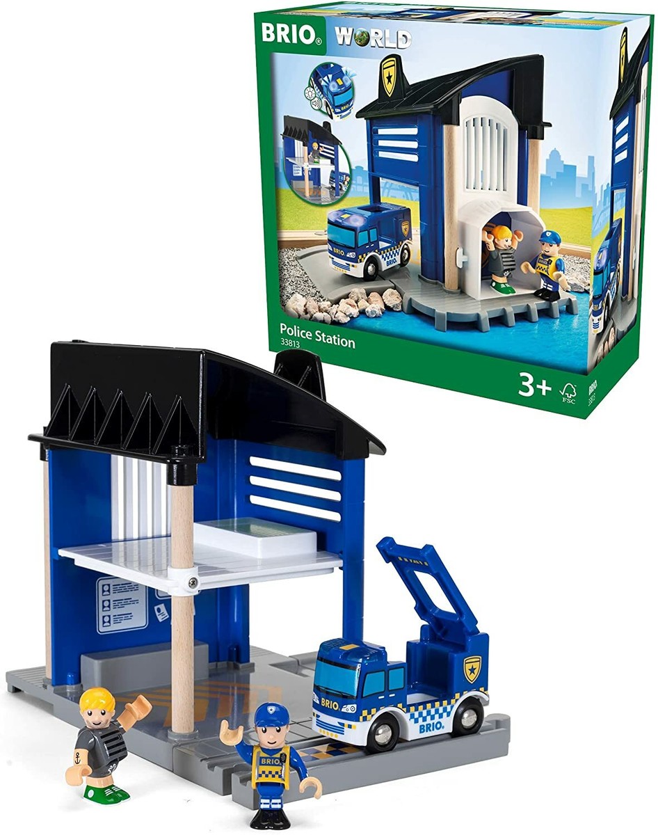 Kids Role-Play Toy Set BRIO Police Station Wooden Toy - 2-Story Playset ...