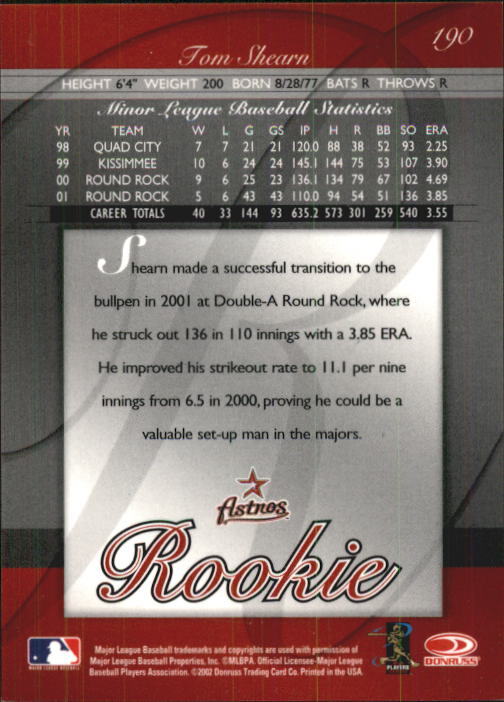 2002 Donruss Elite #190 Tom Shearn - NM-MT | eBay