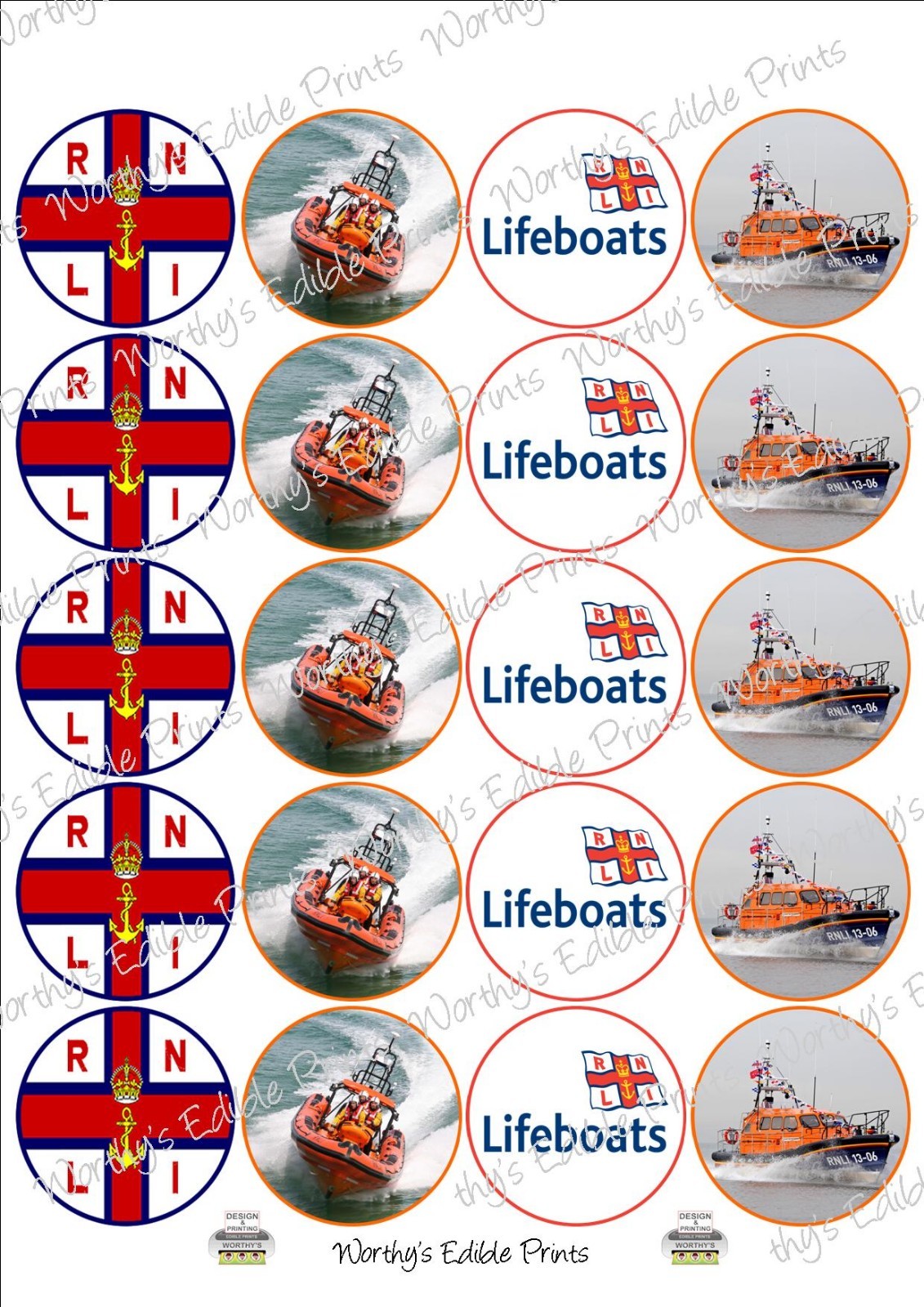 RNLI Lifeboat Cupcake Toppers Edible Icing Sheet 20 x 5cm (1) | eBay