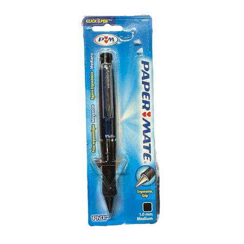 Paper Mate PhD Black Ball Point Pen New Old Stock! Med Point Black Ink ...