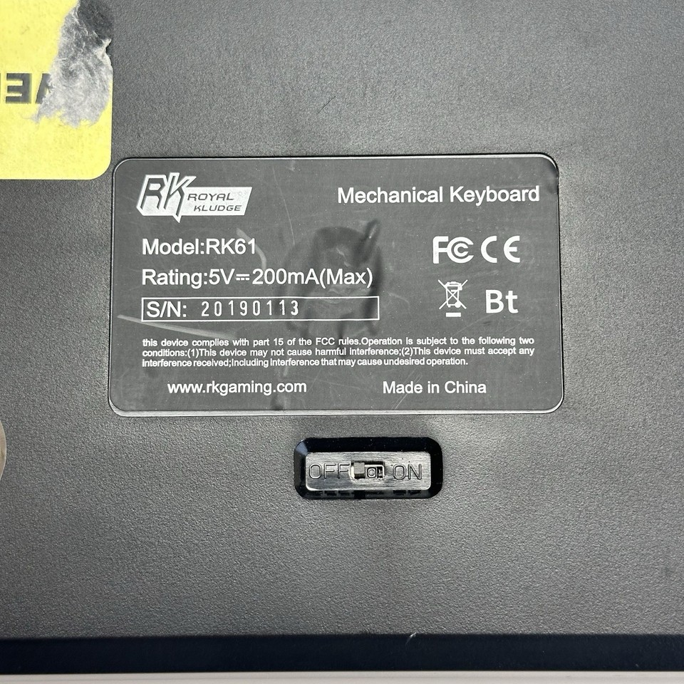 RK ROYAL KLUDGE RK61 61-Key Mechanical Gaming Keyboard Untested As Is ...