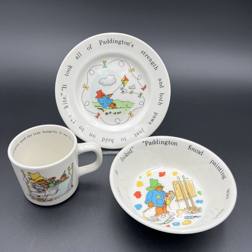VTG Paddington Bear Children's 3 Pc Ceramic Dish Set England Cup Plate ...