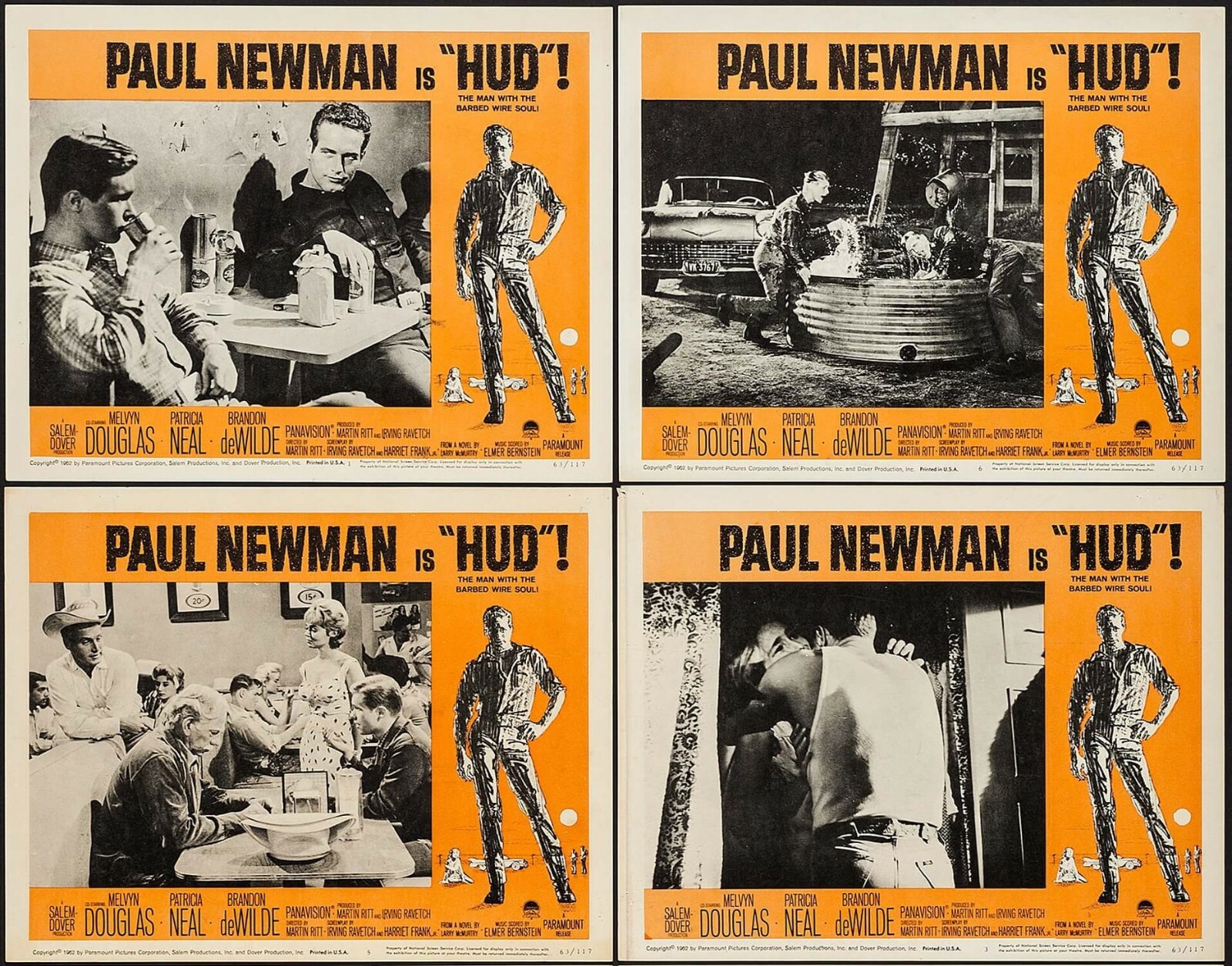 Movie Posters Hud Lobby Card set of 8 1963 11"x14" VF+ 8.5 Paul Newman ...