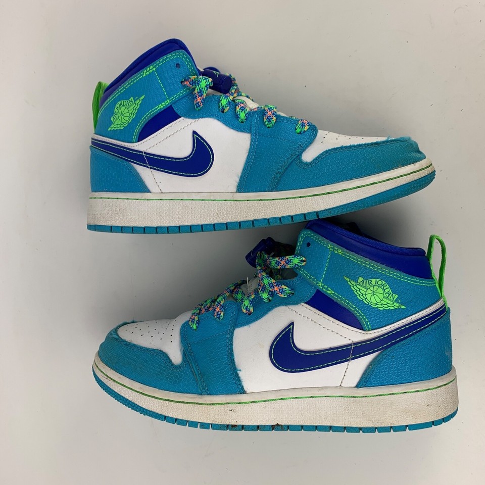 Nike Air Jordan 1 Mid SE GS Sprite Powder Racer Blue White Green DA8010 ...