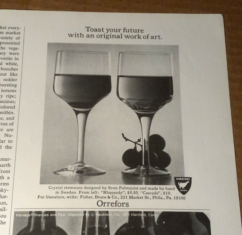 1972 print ad - Orrefors crystal glass Palmquist stemware glassware ...