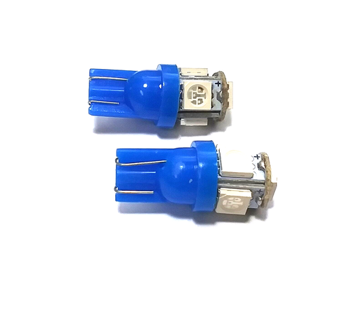 2 Super Bright BBT 12 volt AC/DC Blue LED T10 Wedge Light Bulbs | eBay