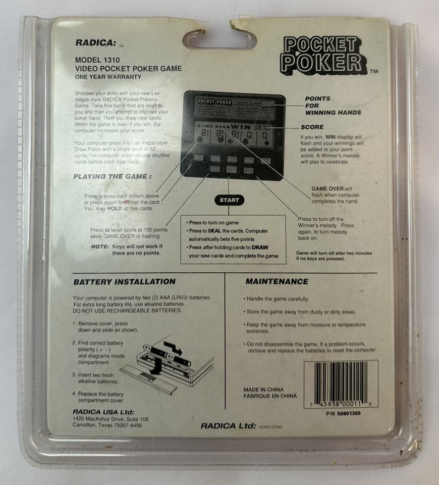 Vintage Radica Pocket Poker New Old Stock Working FREE SHIPPING | eBay