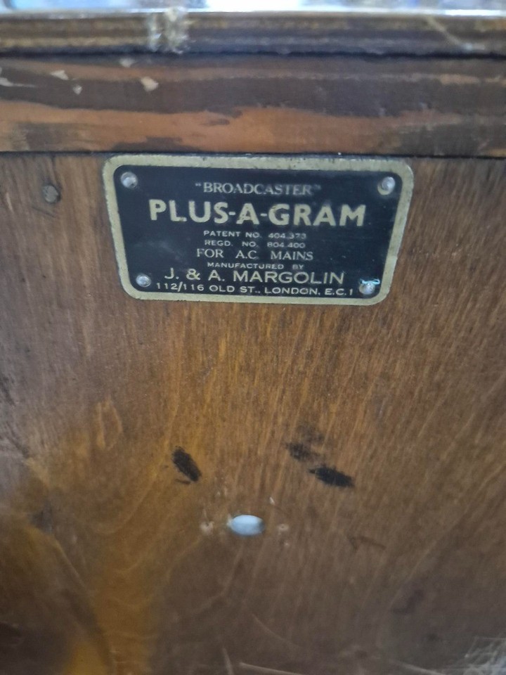 Antique Art Deco PLUS-A-GRAM Walnut Radiogram / Record Player Cabinet ...