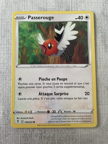 POKEMON EVOLUTION CELESTE FRANCAISE CARD CARTE Passerouge Fletchling ...