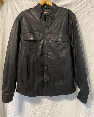 Daniel Smart Men’s Lightweight Black Leather Shirt DS770 3XL | eBay