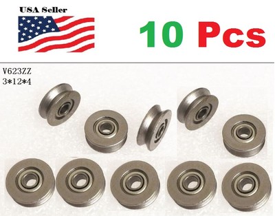 10 X V623ZZ 623VV Groove Guide Pulley Rail Ball Bearings Metal (0.3cm ...