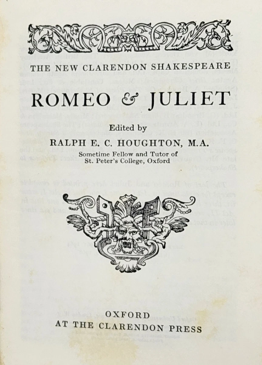 William Shakespeare Romeo And Juliet Book Original