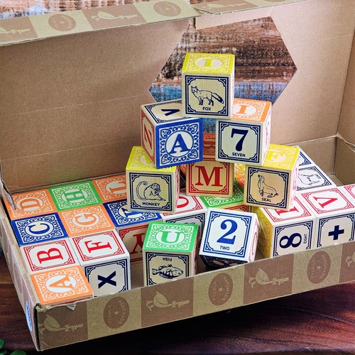 VTG Uncle Goose Classic Wooden Alphabet ABC Blocks Numbers Animals 28 ...