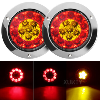 12V 24V LED Round Rear Tail Lights Indicator Turn Stop Light Truck ...