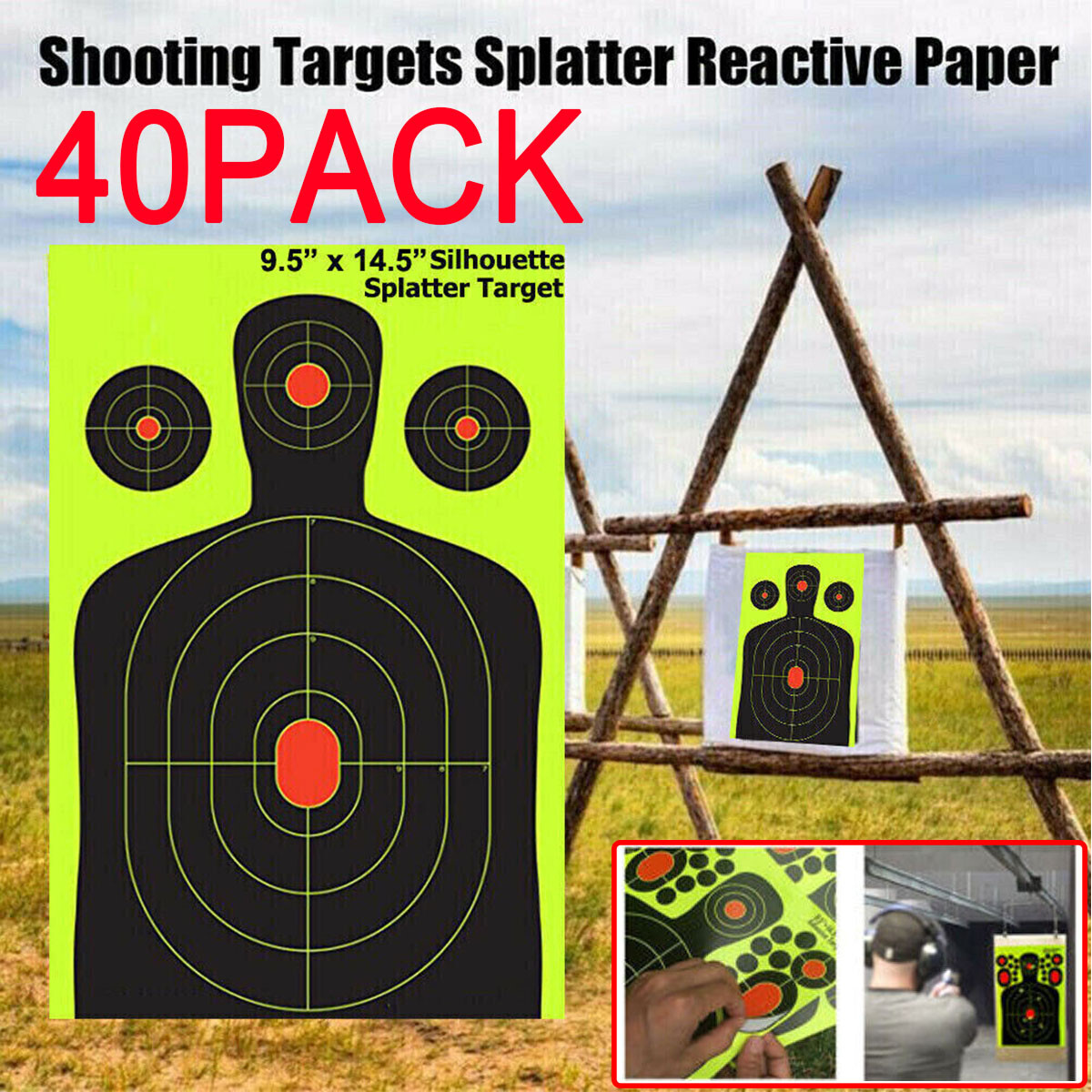 14'' Shooting Targets Reactive Splatter Range Paper Target Gun Shoot Rifle 80Pcs | eBay