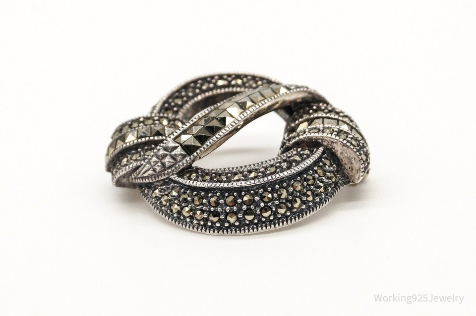 Large Vintage Judith Jack Marcasite Art Deco Sterling Silver Brooch Pin ...