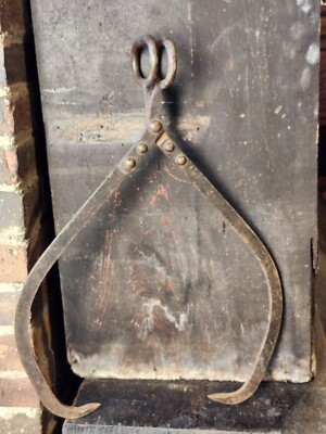 Antique Ice Block Tongs Large Hand-Forged Cast Iron Ice Hook Primitive ...