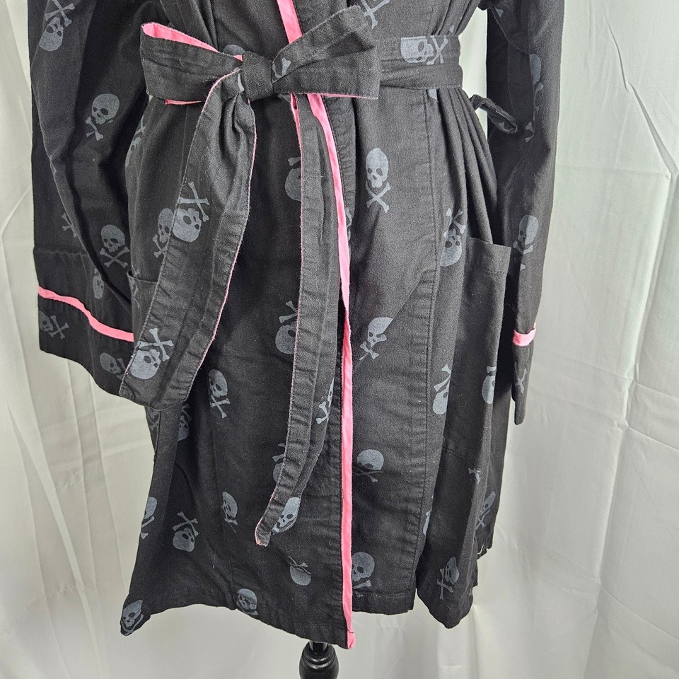 Allison Rhea Skull Print Robe Black Pink Gothic Cotton OSFM EMO ...