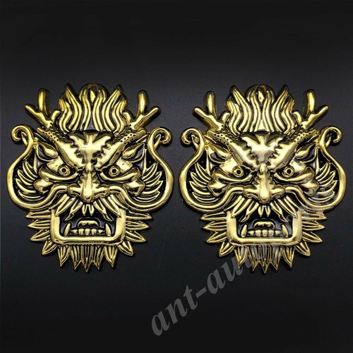 2pcs Golden Metal King of Chinese Dragon Car Trunk Emblem Badge Decal ...
