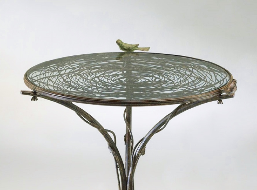 Bird Bistro Round Table Bird Nest Branches Leaves Nature ~ Cyan Design ...