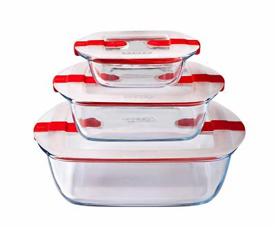 Microwavable Glass Food Storage Container, Clear with Lid. Heat ...