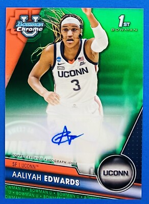 #43/99!! Aaliyah Edwards Auto 1st Bowman Chrome U Green Refractor ...
