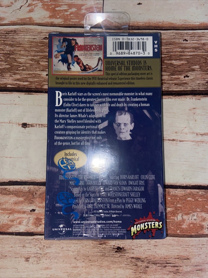 Frankenstein 1931 B&W VHS 1999 Classic Monsters Collection Boris ...