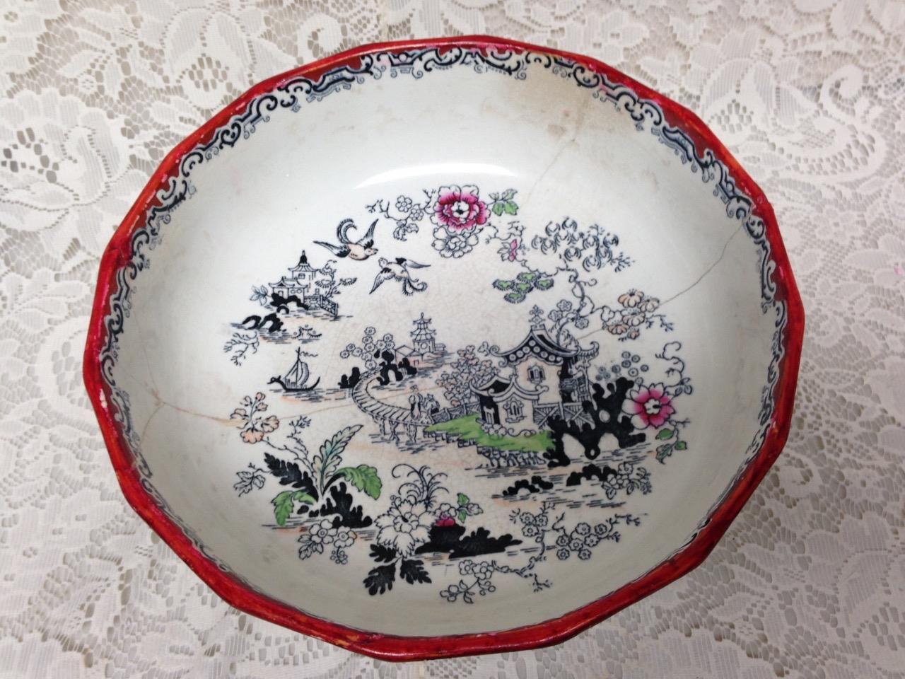 Antique, English Mason's Style Gaudy Blue Willow 12in Wash Bowl-8in ...