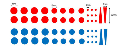 TAP STICKERS-27 Red and 27 Blue Tap/Faucet, Shower Vinyl Hot and Cold ...