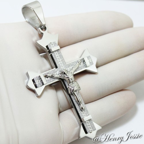 24"30"Stainless Steel 11mm Black/Gold Plated Cuban Curb Chain Cross ...