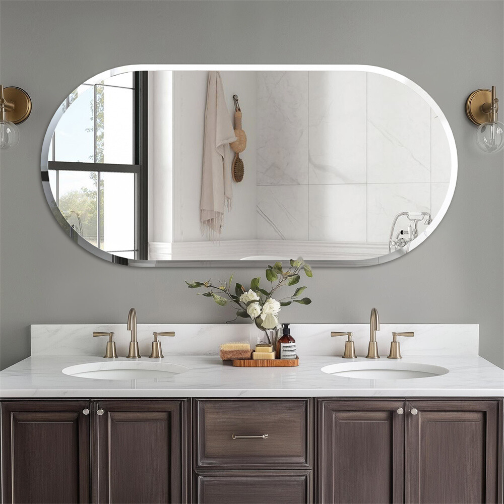 Oval Beveled Bathroom Mirror