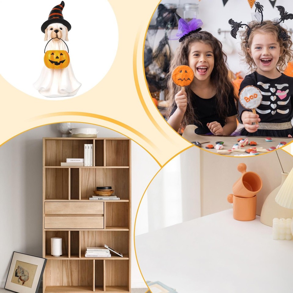 Spooky Ghost Dog&Cat Halloween Figurine Resin Halloween Dog Ghost ...