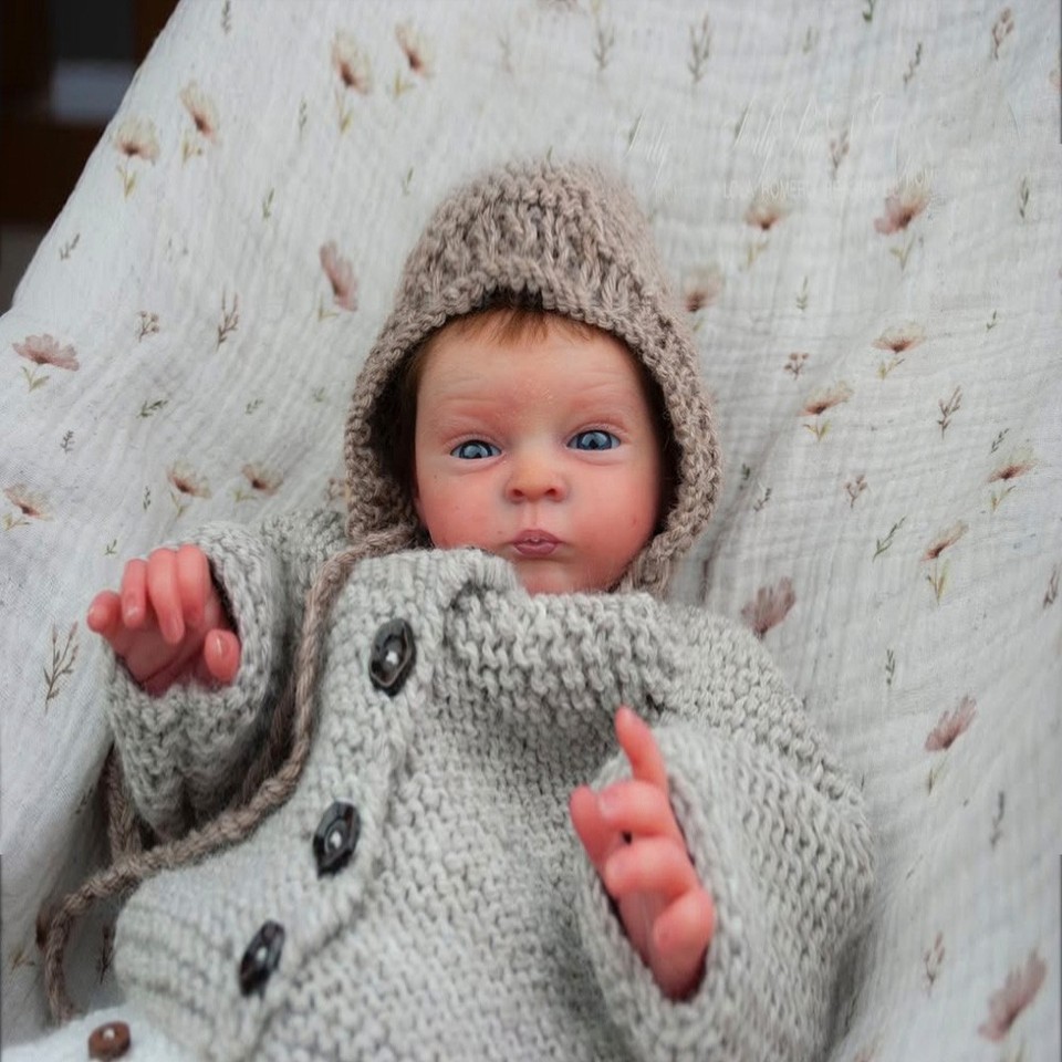 Painted Reborn Baby Doll 15" Finished Toddler Doll Rooted Hair Cloth ...