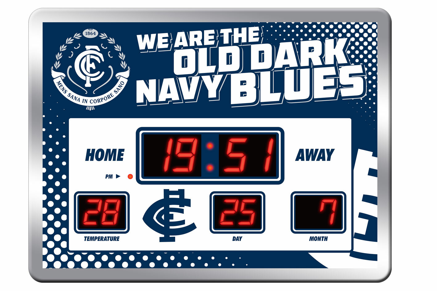 AFL LED Scoreboard Clock - Carlton Blues - 45x33cm - Time Temp Date | eBay