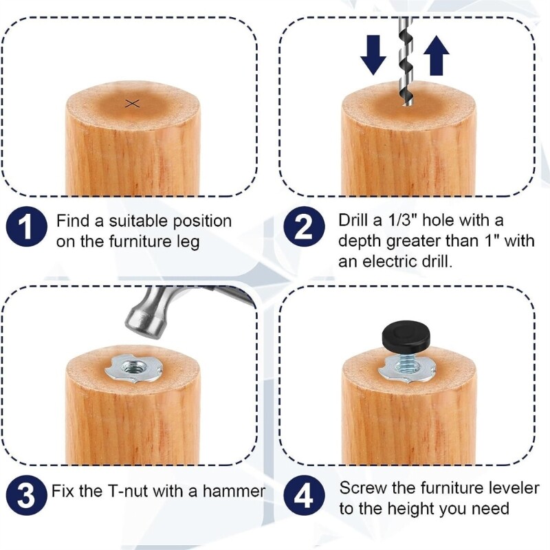 Threaded Foot Pad Thread Furniture Leveling for Chairs Legs Table ...