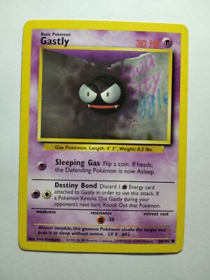 Pokemon Gastly 50/102 Base Set Vintage Card Common NM/Mint | eBay Australia