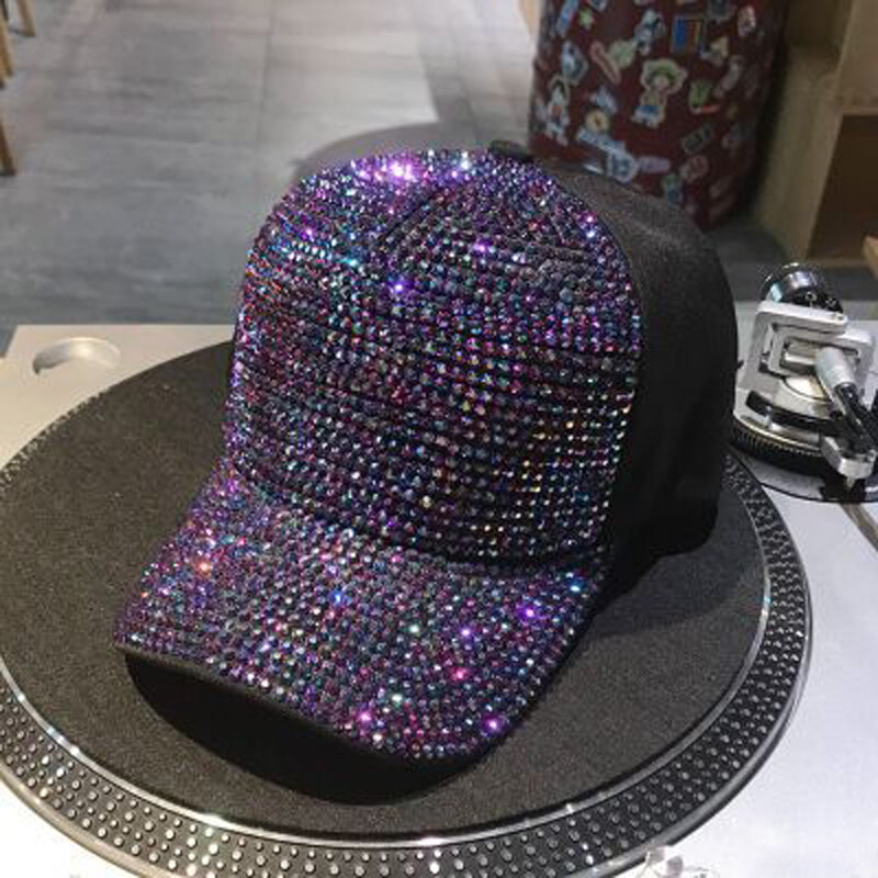 Rhinestone Sequins Baseball Cap Casual Glitter Bling Hat Women SnapBack ...