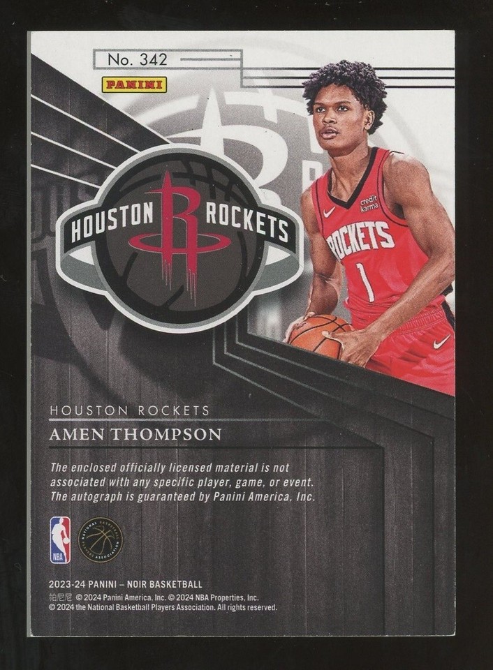 2023-24 Panini Noir #342 Amen Thompson RPA RC Rookie Patch AUTO 9/99 | eBay