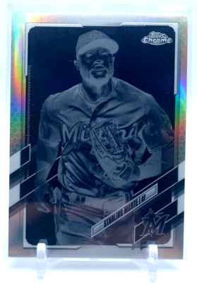 2021 Topps Chrome Negative Refractors #160 Starling Marte Miami Marlins ...