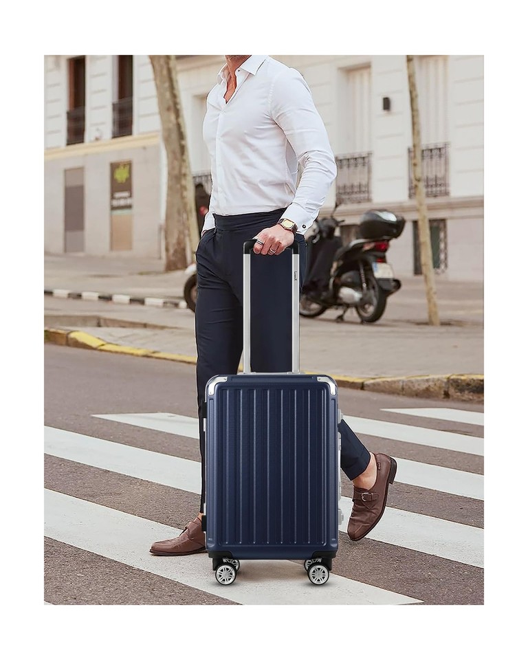 LUGGEX Carry On Luggage with Aluminum Frame, Polycarbonate Zipperless ...