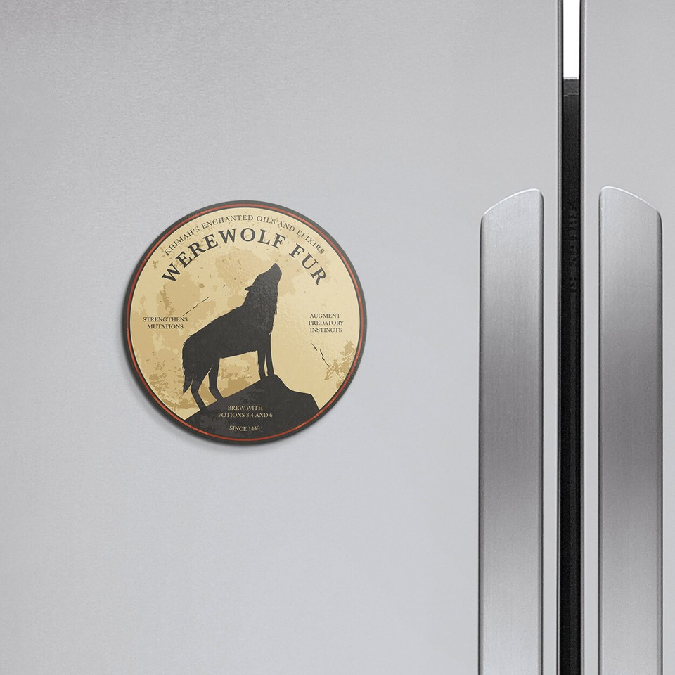 Halloween Potion Vintage Label Werewolf Fur | 4'' X 4'' Round ...