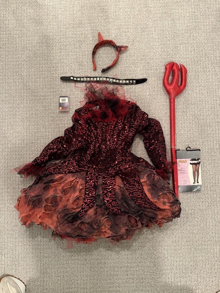 Chasing Fireflies Girls Punk Devil Costume Red Black Size 8 | eBay