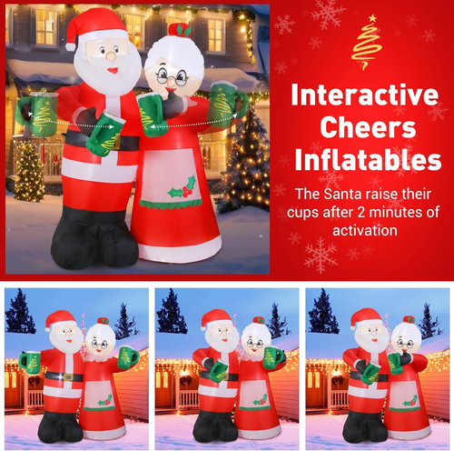 7FT Animated Christmas Inflatables Santa Claus Outdoor Decorations ...