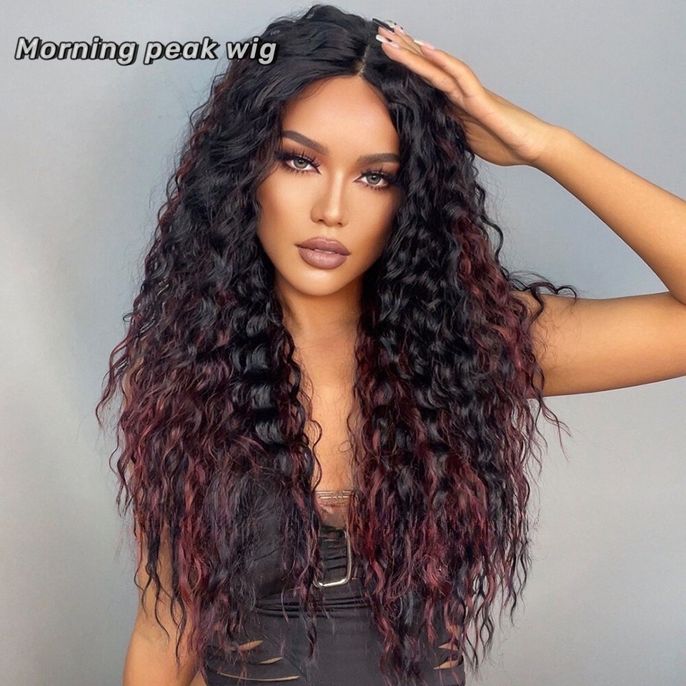 Breathable front lace simulated scalp half lace small black curly lace ...
