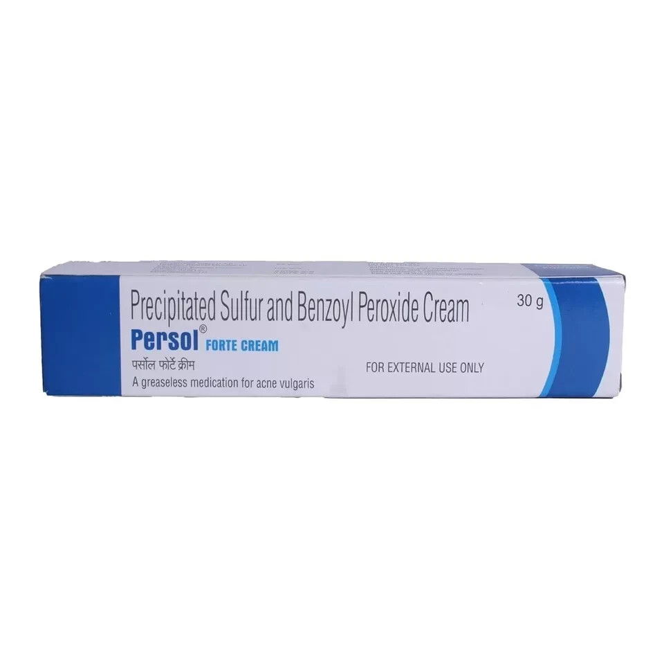 Persol Forte Cream 10%Benzoyl Peroxide + Precipitated 5% Sulphur-30g ...