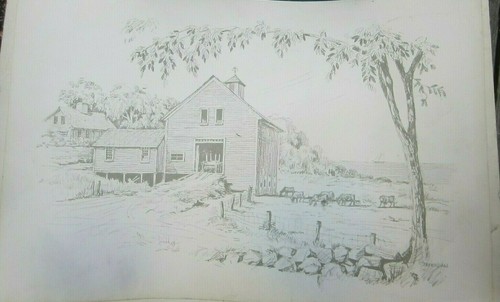 Jay Killian (2) Covered Bridge Pencil Drawings & (1) Barn drawing ...