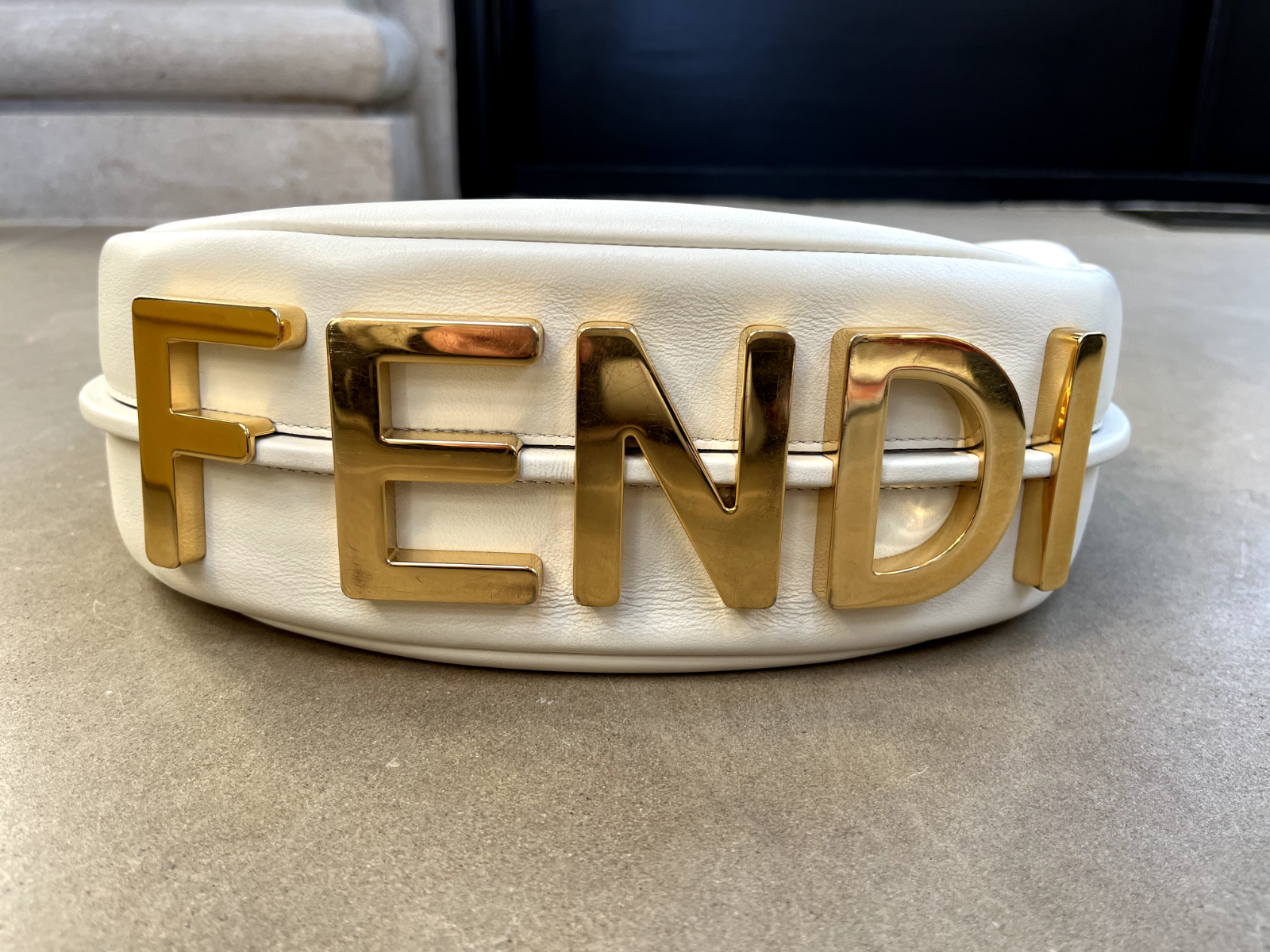 Fendi Fendigraphy White Shoulder Bag in Calf Leather Small Matte ...