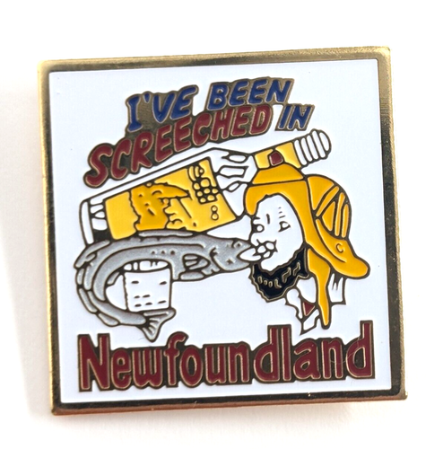 VTG I've Been Screeched In Newfoundland Pin Kissing Cod Fish Rum ...